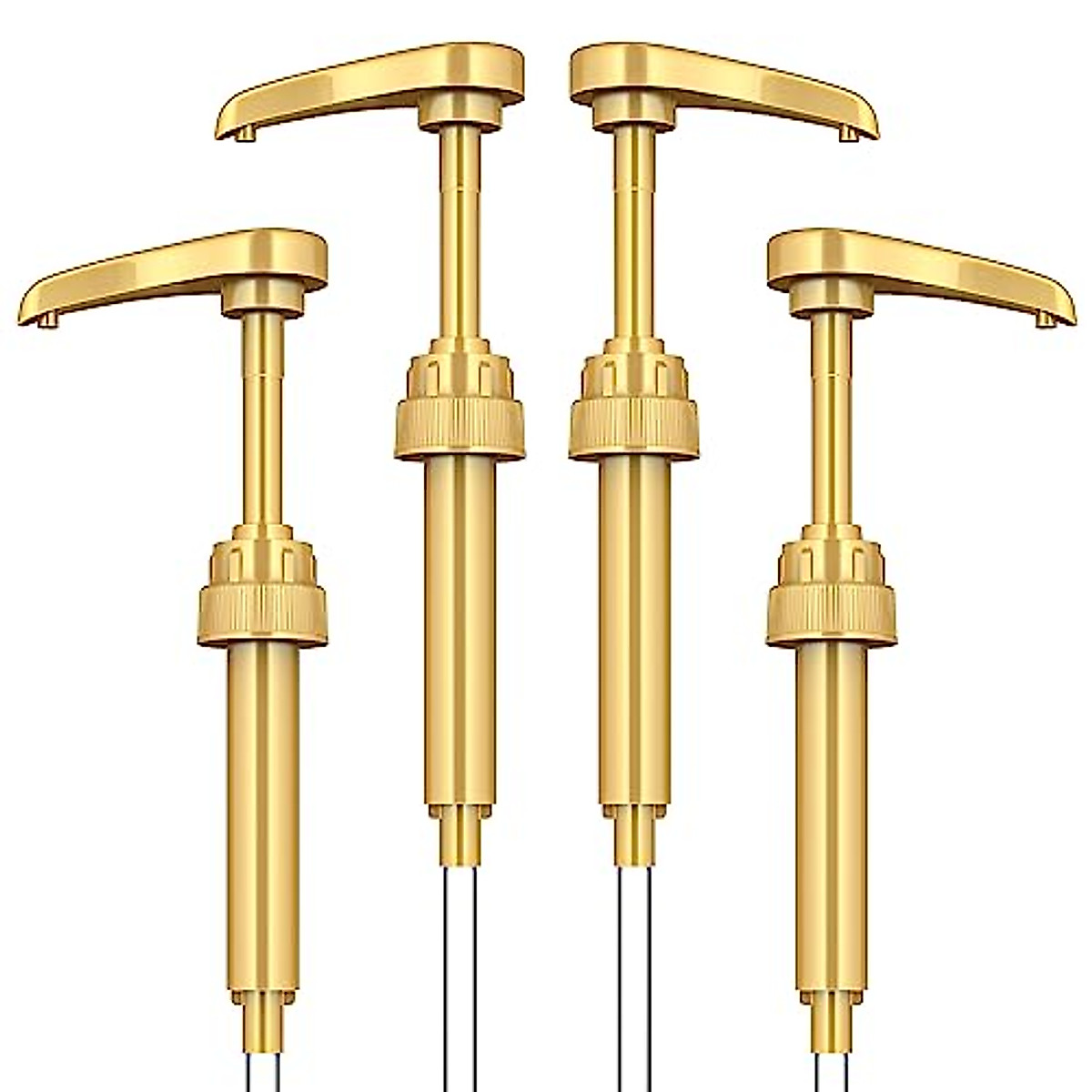 Neosoge Coffee Syrup Pump Dispenser, 4 Packs of Syrup Pump for 750ml/25.4 oz Syrup Bottle, Gold Pumps for Coffee Syrup Bottle, works with Torani, DaVinci, Jordans Skinny 750ml Syrups Bottles (Gold)
