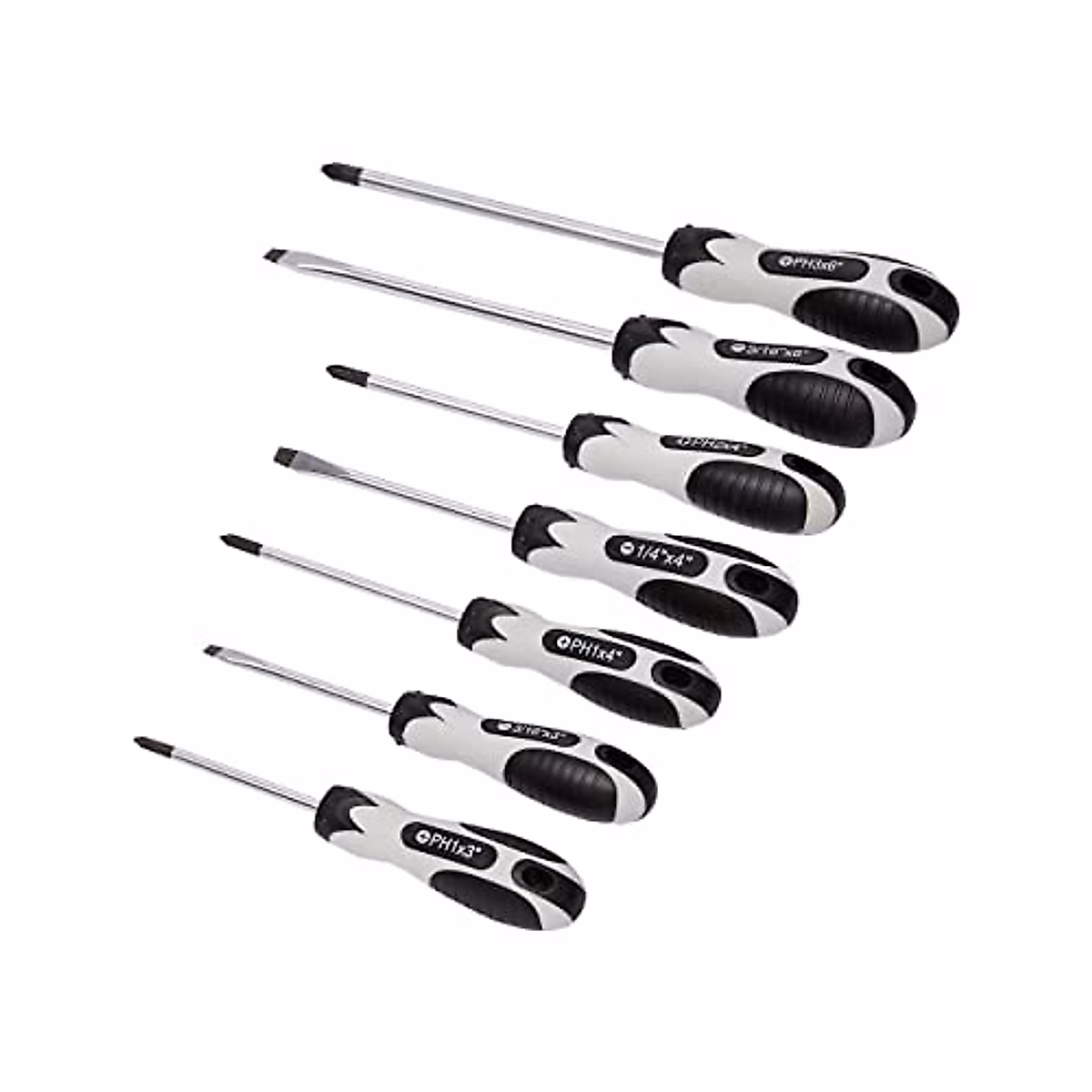 Amazon Basics 7 Piece Magnetic Tip Screwdriver Set - Slotted and Phillips, Grey Black