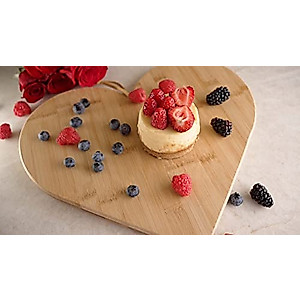 Heart Shaped Cutting Board Organic Bamboo 12 x 13.5 Large Generous Size Perfectly Crafted to Serve or Hang Valentines Day Romantic Gift Meat Cheese Charcuterie Wood Tray