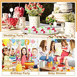 Rozer Mini Appetizer Plates and Tear Drop Spoons for Weddings Party 2.5 x 2.5 Inches 4 x 2 x 0.5 Inches Plastic Mini Dessert Plates Disposable Appetizer Spoons (200 Pieces)