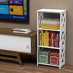 Rerii Bookcase, 4 Tier Small Bookshelf, Kids Open Shelves,Book Organizer Storage Shelf, Display Rack Table for Bathroom Living Room Bedroom Office, White