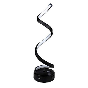 SkyeyArc Vertical Spiral Dimmable LED Table Lamp with 2 USB Charging Ports, LED Desk Lamp with Remote Control, Contemporary Minimalist Lighting Design, Multiple Color Temperature Light, 12W, Black