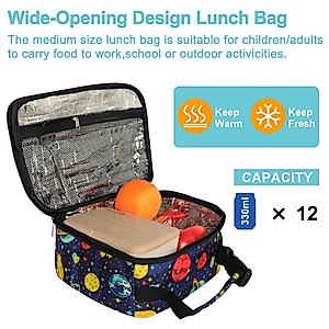 esouler Lunch Box Kids Insulated Lunch Bag for Boys & Girls Durable Children Lunchbox for School with Water Bottle Holder-Space