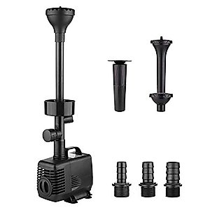 LAZANO 550 GPH (2500/H, 110V/45W) Fountain Water Pump with Grille Filter, 3 Nozzles Submersible Pump Fountain with RGB Color Changing Ring, Used for Garden Fish Ponds, Pond Rockeries