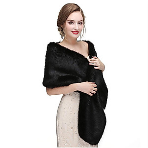 CanB Women's Large 1920 Faux Fur Shawl Bridal Wedding Fur Wraps and Bolero Faux Mink Shrug for Women