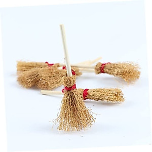 Outanaya 30 Pcs Broom Witch Hanging Dollhouse Furniture Decoration Brooms Halloween Mini Broom Broom Mini Toys Dollhouse Broom Mini Cosplay Broom Props Broom for Besom Wooden