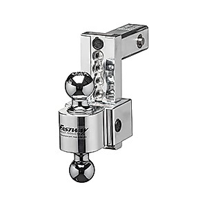 Fastway Flash Secure Adjustable Dual Locking Aluminum Ball Mount with 6 Inch Drop, 2 Inch Shank, Built-in Locks, and Chrome Plated Balls