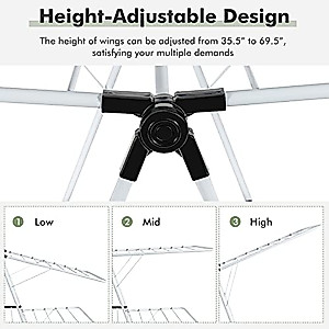 GOFLAME 2-Tier Clothes Drying Rack, Folding Laundry Dry Rack with Adjustable Supporting Bar, 26 Premium Clips, Space-Saving & Collapsible Laundry Hanger for Easy Storage, No Assembly Needed
