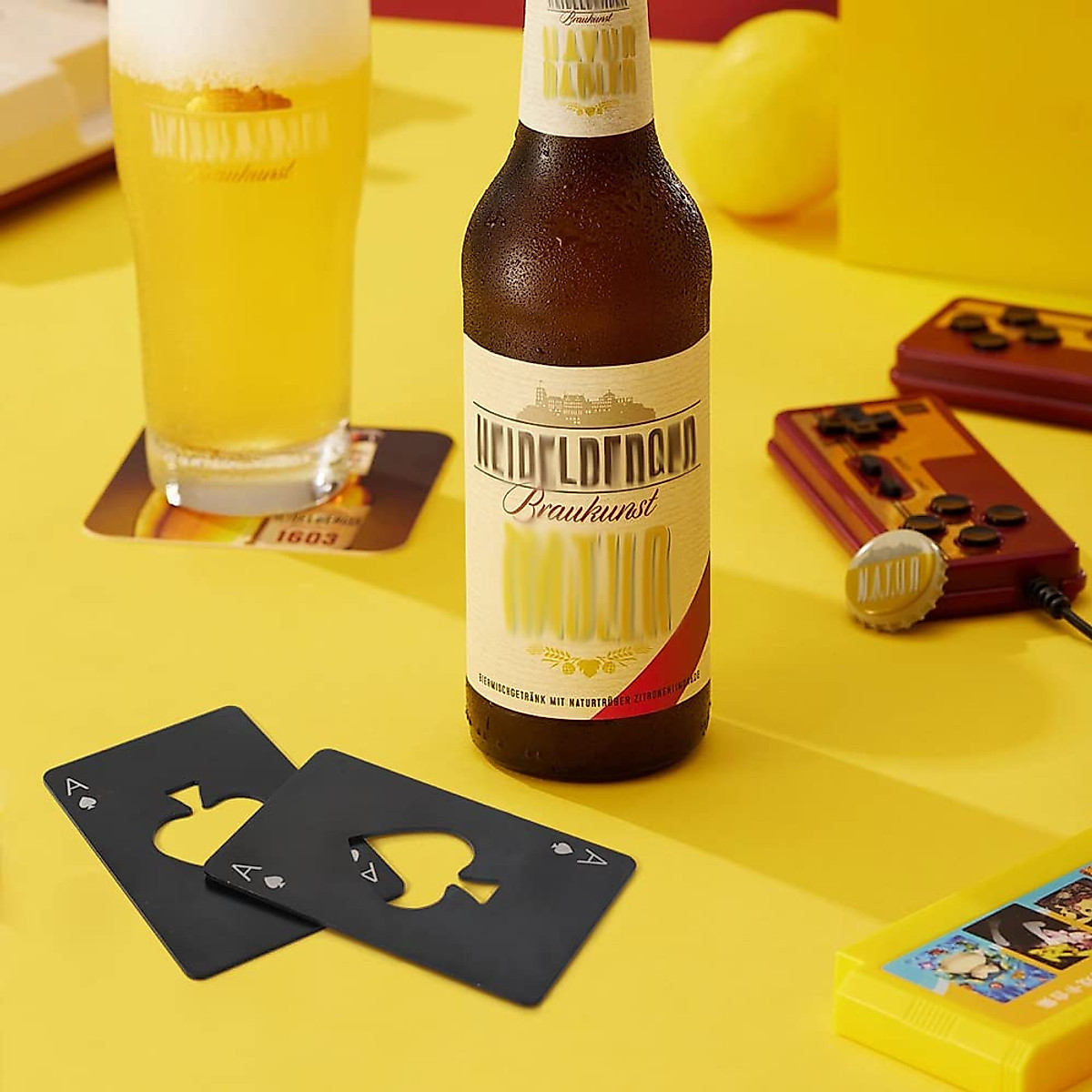 HUIANER Black Bottle Opener Poker Card Bottle Opener Credit Card Bottle Opener for Your Wallet Beer Bottle Opener 8PCS