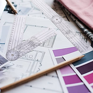 Plastic Goniometer Clear Quick Angle Protractor Angle Finder Angle Ruler with 7 Inch Arm 360 Degree Angle Measurement Tool for School Office Measuring Drawing Students Work (2 Pcs)