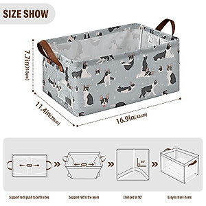 Exnundod Storage Bins Boston Terrier Pattern Collapsible Shelf Basket with Handles Yoga Dog Closet Organizers and Storage Bins with Metal Frames for Bedroom, Living Room Dorm,1PC