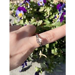 LE VIAN 1/4 Carat Diamond and 0.90 Carat Oval Morganite Milgrain Ring for Women in 14k Rose Gold (Fancy Brown/H-I, SI1-SI2, cttw) Promise Anniversary Ring Size 8.5 by LeVian