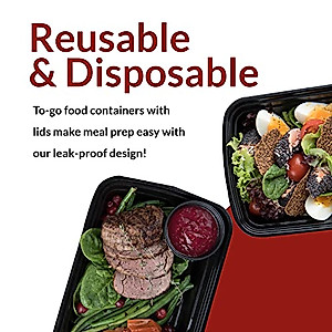 Reli. Meal Prep Containers, 38 oz. | 45 Pack | Large 1 Compartment Food Container w/Clear Lids | Microwavable Food Storage Containers |Black Reusable Bento Box/Lunch Box Containers for Food/Meal Prep