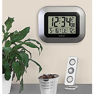 La Crosse Technology WT-8005U-S Atomic Digital Wall Clock with Indoor Temperature, Silver, Pack of 5