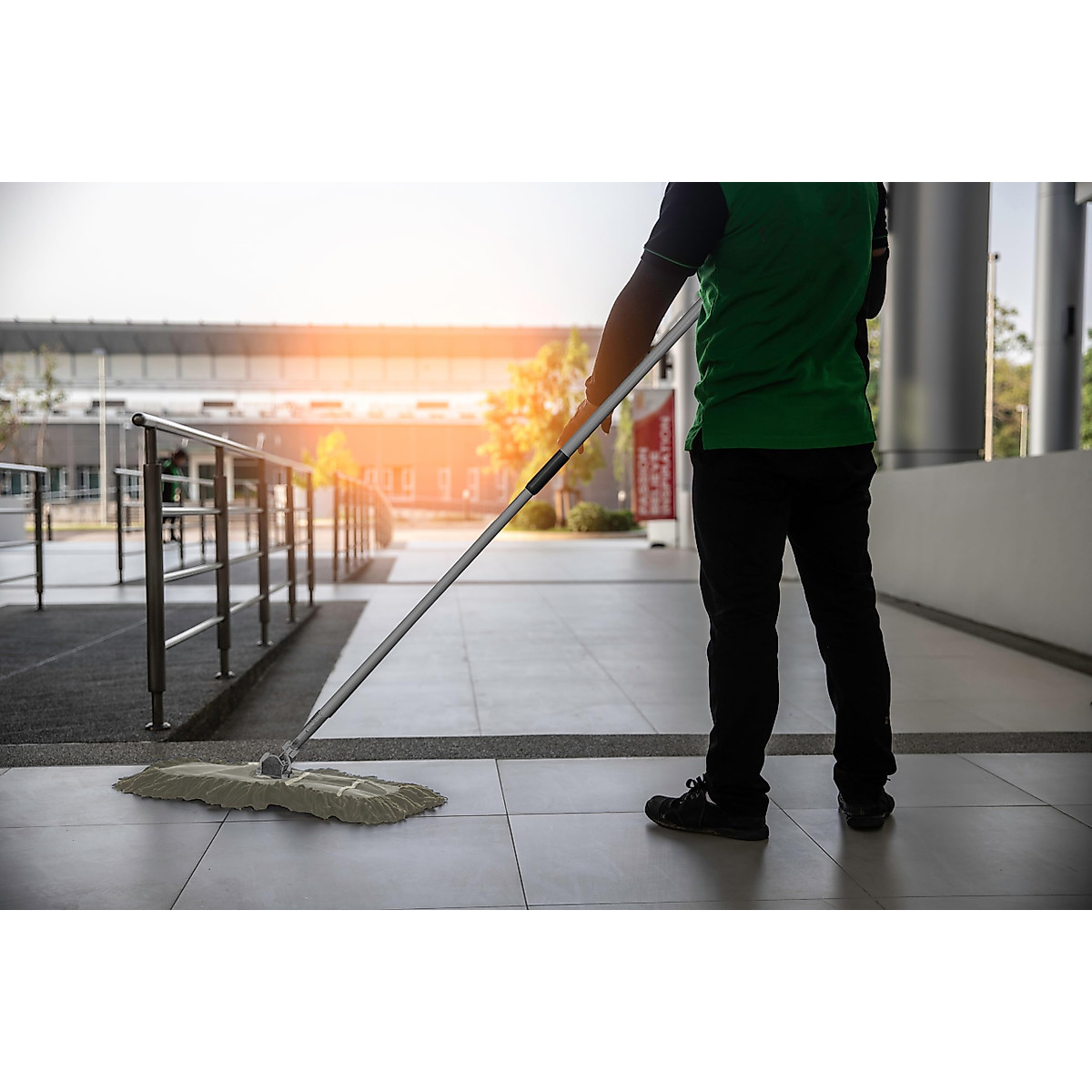 Ultimate Dust Mop Kit: Industrial-Grade Performance, Heavy-Duty Frame, Telescopic Handle - White 18 Inch