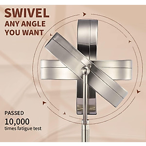 Professional 8.5" Large Lighted Makeup Mirror Updated with 3 Color Lights, 1X/10X Magnifying Swivel Vanity Mirror with 48 Premium LED Lights, Brightness Dimmable Cosmetic Mirror, Senior Pearl Nickel