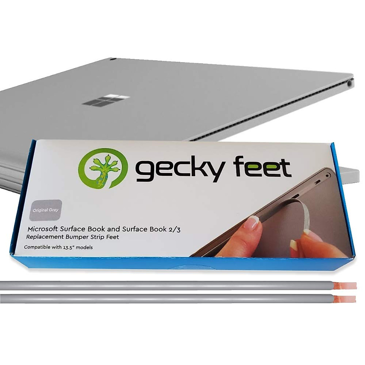 Gecky Feet Microsoft Surface Book Replacement Bumper Strip feet (Original Gray - 13.5")