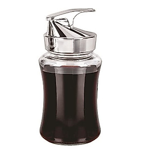 J&M Design Multipurpose Glass Syrup Dispenser Bottle For Maple Syrup, Sugar, Creamer, Olive Oil Vinegar No-Drip Pour Spout For Coffee Bar Accessories, Tea, Pancakes, Kitchen Baking 7.5oz container jar