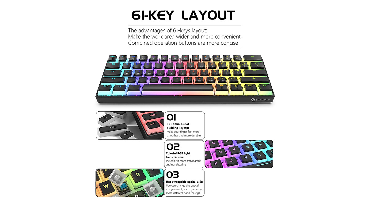 GK GAMAKAY MK61 RGB Keyboard - Compact Gaming