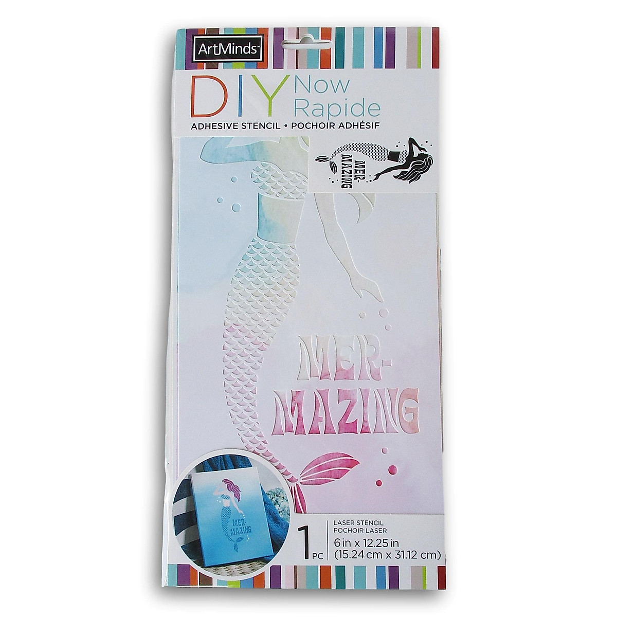 Craft Supply Mermaid Stencil - Adhesive Laser-Cut Reusable Stencil - 12.25 Inches, White