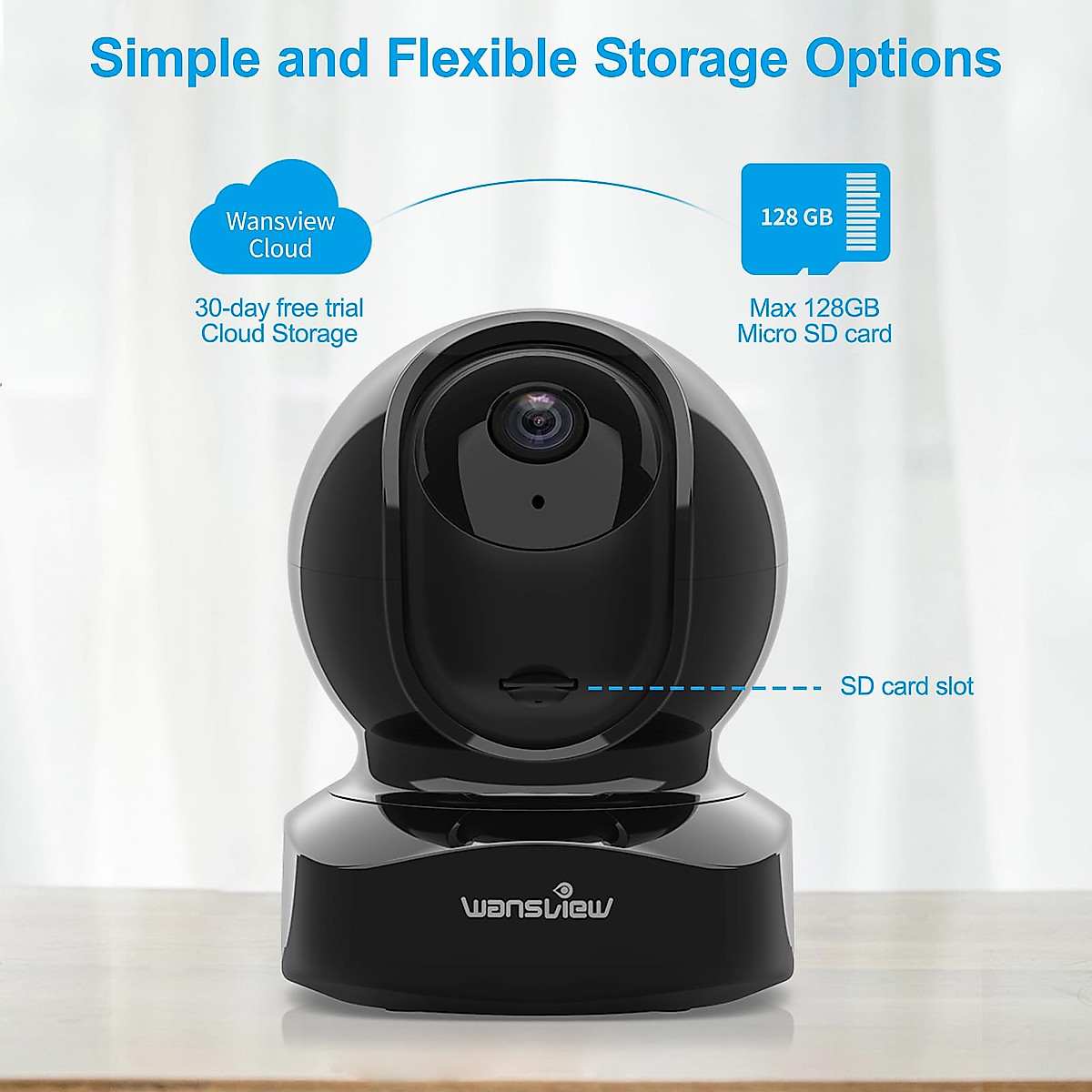 wansview Wireless Security Camera, IP Camera 1080P HD, WiFi Home Indoor Camera for Baby/Pet/Nanny, 2 Way Audio Night Vision, Works with Alexa, with TF Card Slot and Cloud