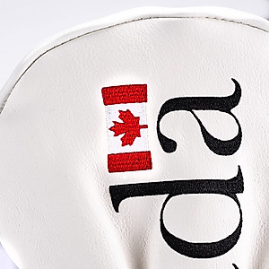Pins & Aces Canada Head Cover - Premium, Hand-Made Leather, Headcover - Maple Leaf Styled, Tour Quality Golf Club Cover - Style and Customize Your Golf Bag (Driver)