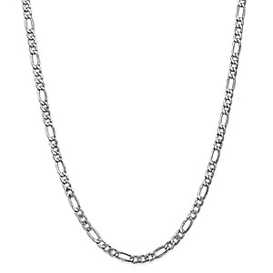 Sonia Jewels 14k White Gold 5.75mm Figaro Chain Necklace - with Secure Lobster Lock Clasp 20"