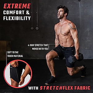 Born Primitive Flex Stretchy Denim Jorts for Men (Medium, Black Denim) - Cotton-Mix Jean Workout Shorts - Durable Stretchy Fabric Holds Its Shape While Still being Comfortable for All-Day Wear