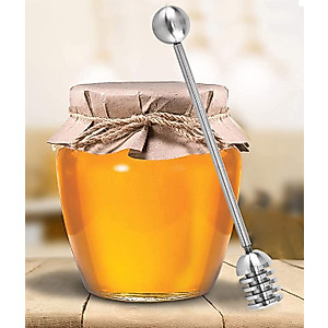 HOME-X Stainless-Steel Honey Dipper Wand for Honey Jars, Stainless-Steel Stirrer for Serving Honey and Syrup, Candy and Chocolate Drizzler Tool, 6 ¼” L x ¾” D, Stainless Steel