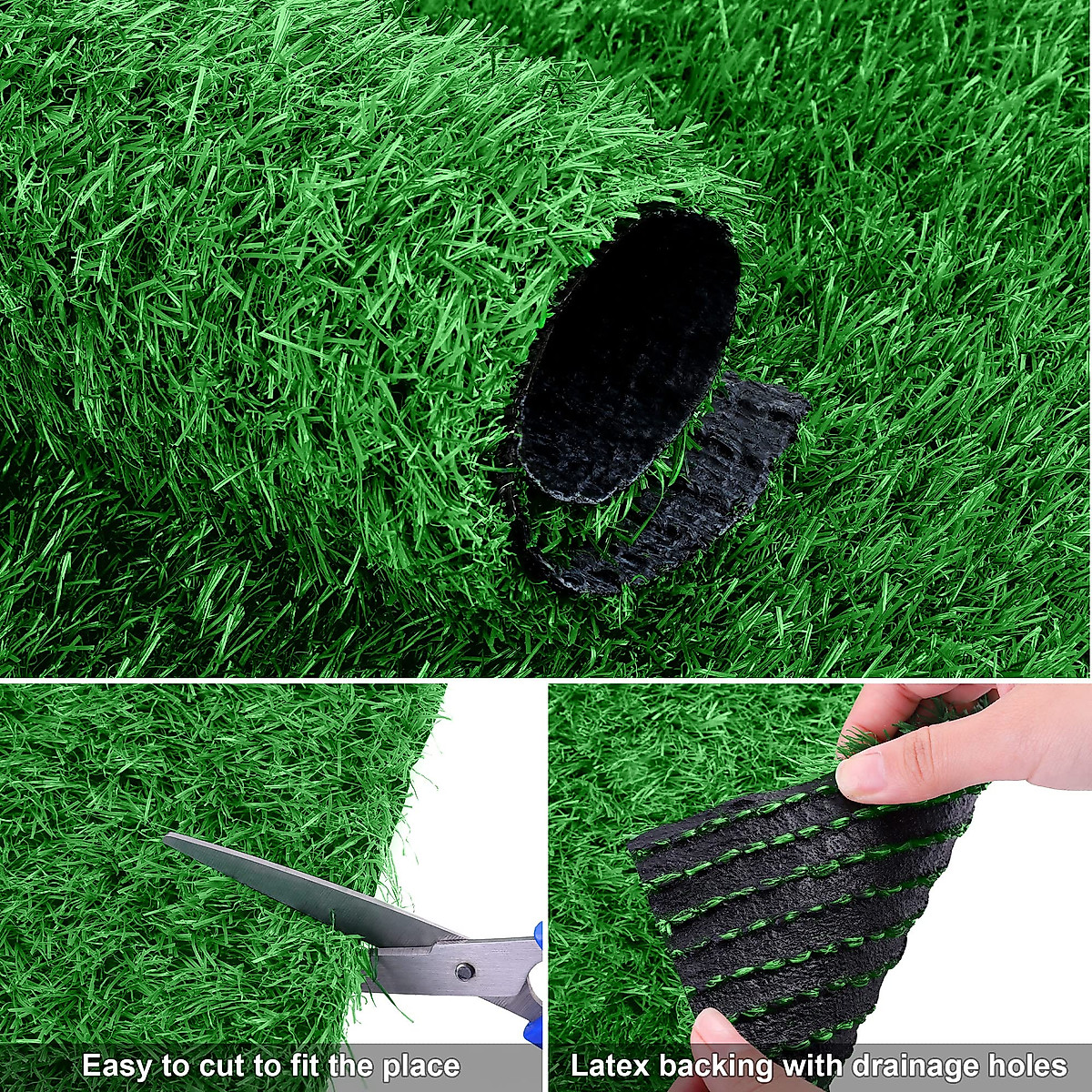 TURSTIN 8 Pieces Artificial Grass Mat 12 x 12 Inch Synthetic Grass Square Mats Fake Turf Patch Tiles Realistic Grass Rug for DIY Crafts Miniature Garden Indoor Outdoor Patio Flooring, Dark Green