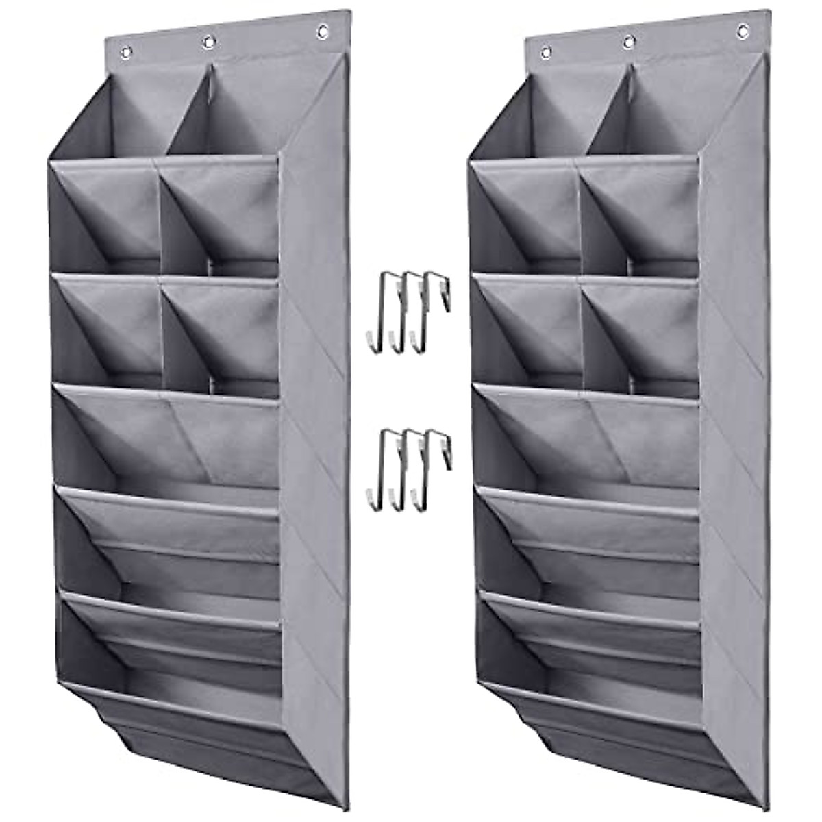 FENTEC Over The Door Shoe Organizer, 2 Pack 6-Tier Hanging Shoe Organizer Invisible Floating Bookshelf, Wall Mounted Floating Bookshelves Heavy-Duty Book Organizers