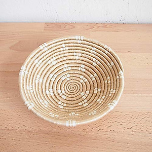 Small African Basket- Ntamba/Rwanda Basket/Woven Bowl/Sisal & Sweetgrass Basket/Tan, White