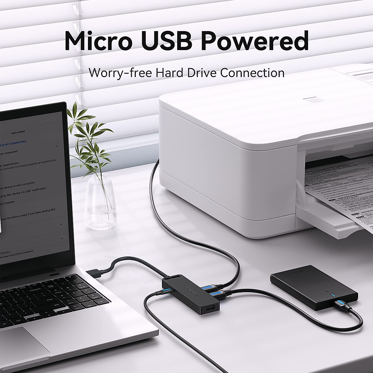USB Hub, VENTION 4-Port USB Hub 2.0 Splitter with Charging Port for Notebook PC, USB Flash Drives, Mobile HDD for MacBook Pro, iMac, Surface Pro, XPS (0.5FT/0.15m)