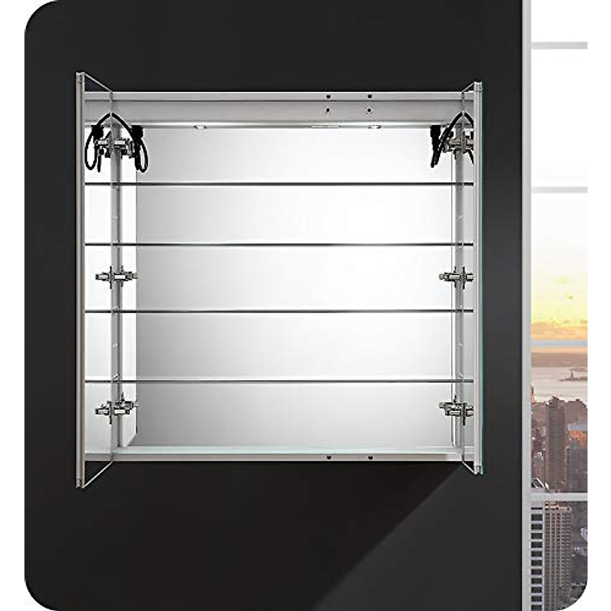 Fresca Tiempo 36" Wide x 36" Tall Bathroom Medicine Cabinet w/LED Lighting & Defogger