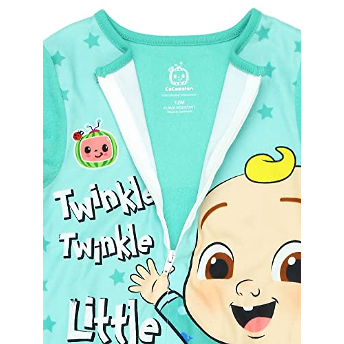 CoComelon JJ Little Star Toddler Infant Footed Blanket Sleeper Pajamas (18M, Teal)