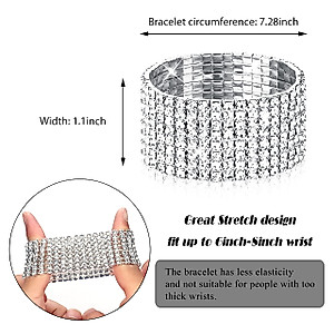 HAIAISO 7 Pieces Rhinestone Jewelry Set for Women Crystal Choker Necklace Tennis Stretch Bracelet Dangle Earrings Diamond Ring Rhinestone Tassel Anklets Wedding Bridal Prom Party Jewelry