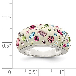 Sterling Silver Stellux Crystal Multi-Color White Ring style QR4180-6
