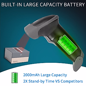 328 Feet Distance 1D CCD Wireless Bar Code Scanner for for PC Computers, UNIDEEPLY 2 in 1 (433MHZ Wireless & USB Wired) Automatic Barcode Reader Handheld USB Receiver for Store Supermarket, Warehouse