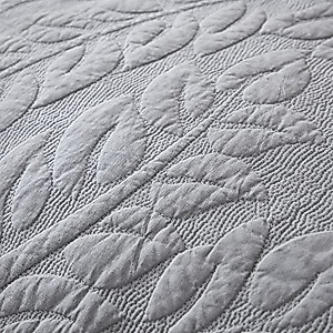 MarCielo 3-Piece 100% Cotton Oversized Bedspread Set Coverlet Set Lightweight Quilt Set Embroidery Farmhouse Bedding Set (Noble Grey, Queen (100"x106"))