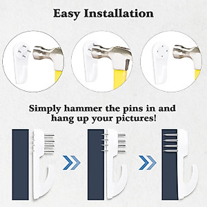 35 Pieces 2" Plastic Hardwall Hanger Hook Picture Hanging Kits Invisible Nail Wall Mount Non-Trace Hooks for Hardware Concrete Walls Photo Frame Clock