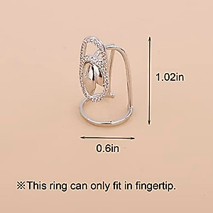 Rumtock Statement Fingernail Ring Punk Finger Tip Manicure 18K Plated Silver Kunckle Ring for Women Girls