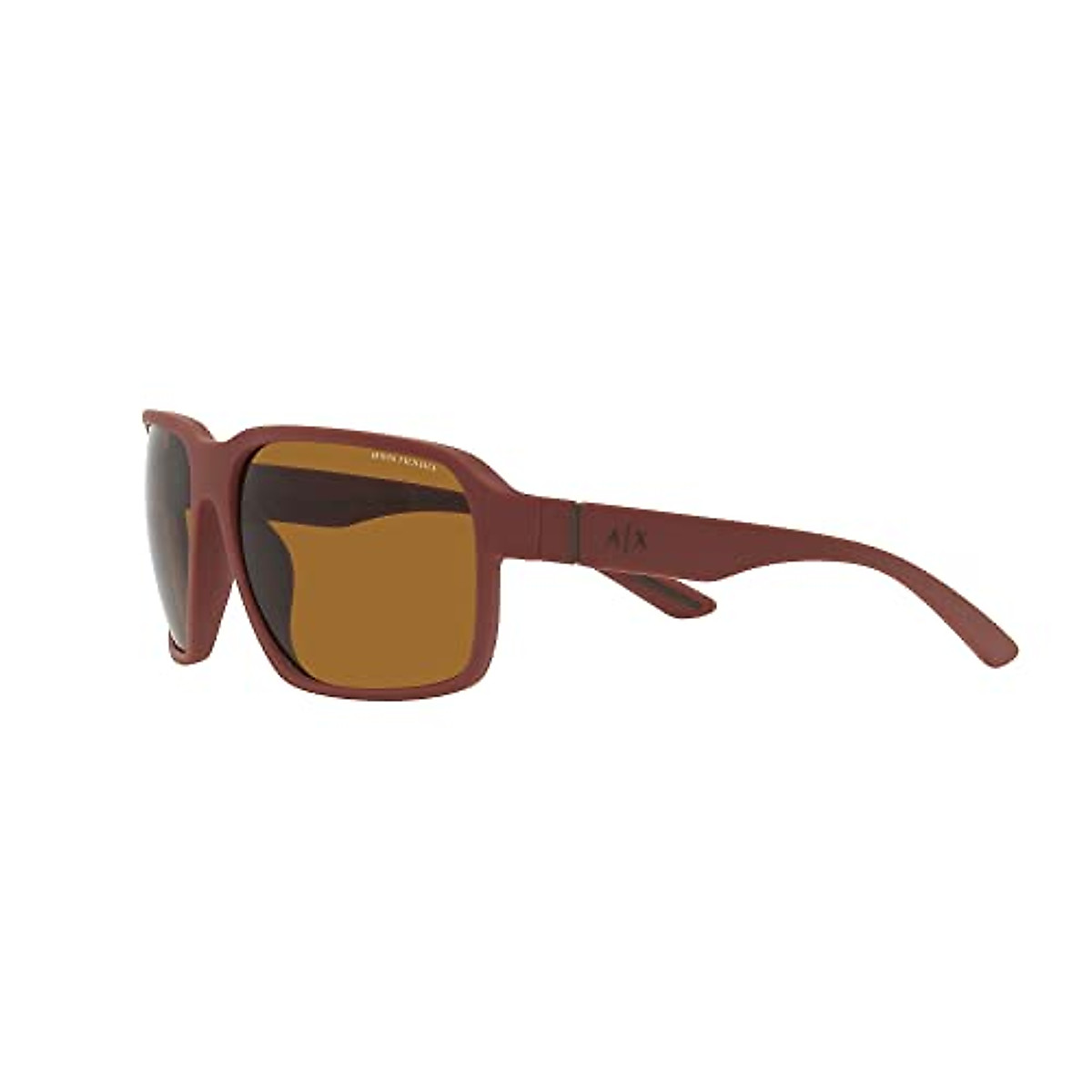 A|X ARMANI EXCHANGE Men's AX4131SU Universal Fit Square Sunglasses, Matte Red/Brown Polarized, 64 mm