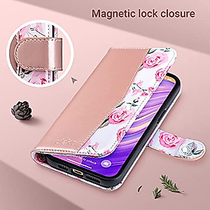 ULAK Compatible with iPhone 14 Pro Max Wallet Case for Women with Credit Card Holders, Designed Flip PU Leather Kickstand Shockproof Protective Cover for iPhone 14 Pro Max 6.7 inch 2022, Rose Gold
