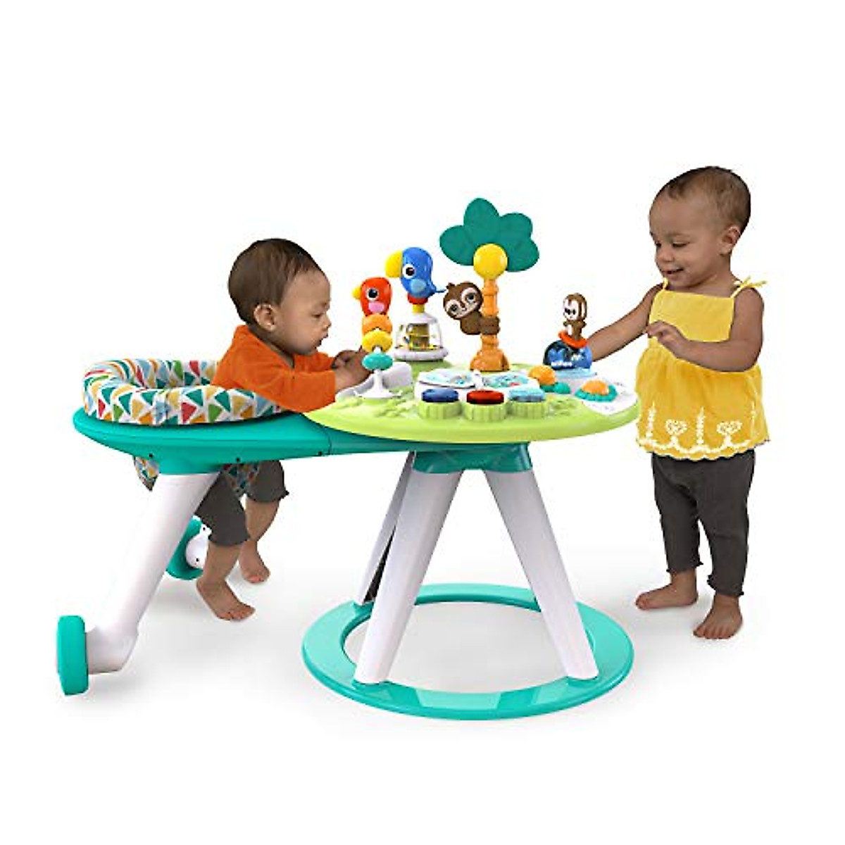Bright Starts Around We Go 2-in-1 Walk-Around Baby Activity Center & Table, Tropic Cool, Ages 6 Months+