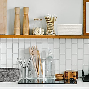 ABenkle 2 Pack Small Baskets, Cotton Rope Woven Basket, Cute Mini Tiny Storage Baskets, Decorative Boho Basket for Nursery Living Room Bedroom Montessori Shelf, Empty Gift Basket - White