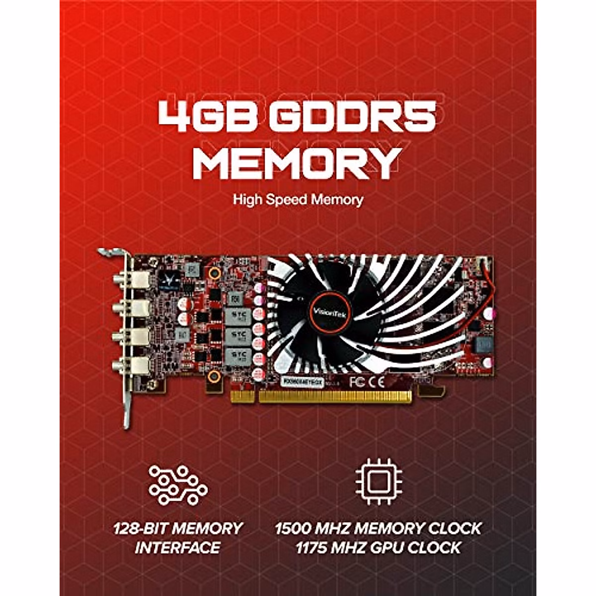 VisionTek Radeon RX 560 4GB GDDR5 4M 4K Graphics Card, 4 Mini DisplayPort, 7.1 Surround Sound, PCI Express, Low-Profile GPU, ATX & SFF - 901278