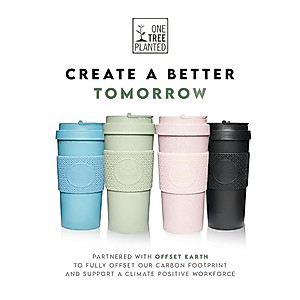 Neon Kactus Travel Coffee Mug| Double-Walled, Reusable Coffee Cup with Leakproof Lid (Wheat Straw - Pink Flamingo, 16oz (Pack of 1))