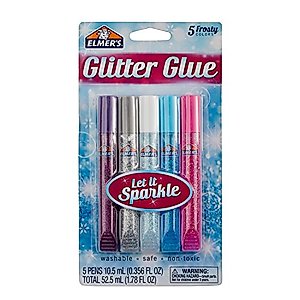 Elmer's Washable Glitter Glue, Frosty Colors, 5 Sticks, Great for Making Slime