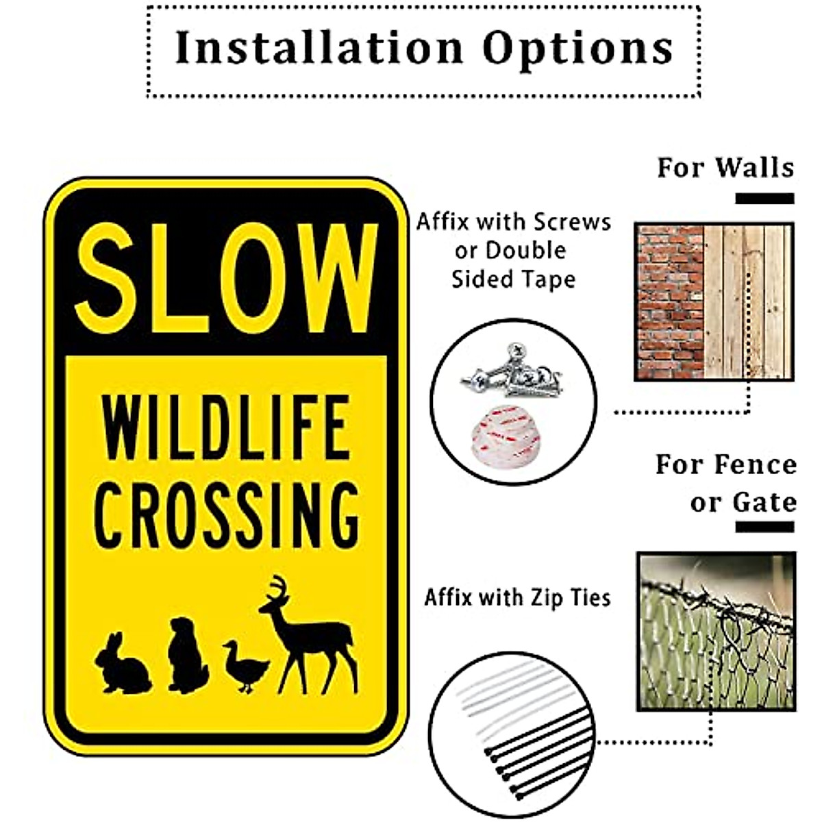 QKIODS Aluminum Metal Sign Slow Wildlife Crossing For Bars Club Restaurants Cafes Pubs