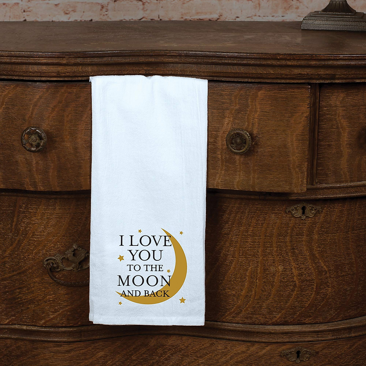 Elanze Designs Love You to The Moon and Back 18 x 22 All Cotton Flour Bag Style Kitchen Tea Towel